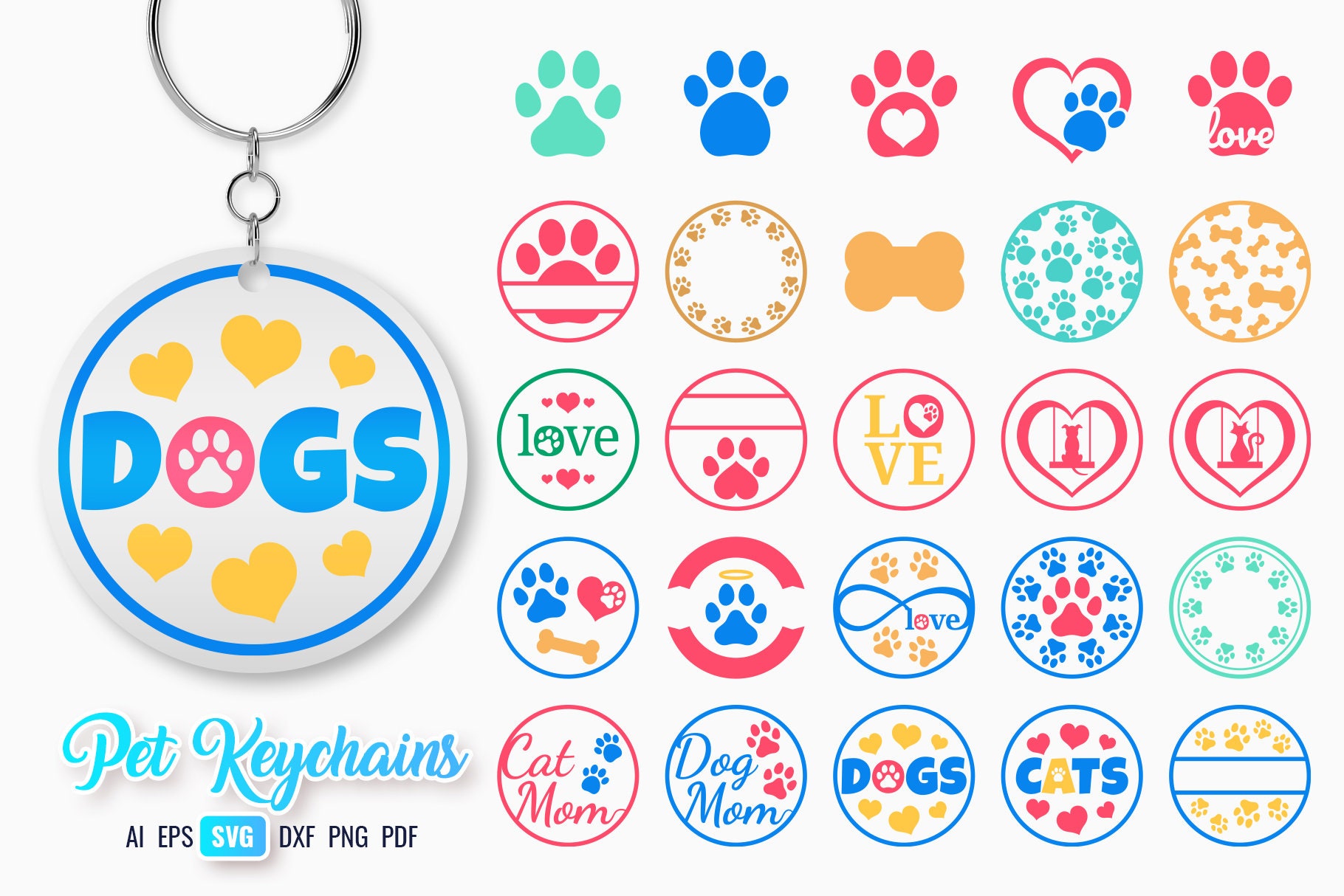 Keychain SVG Key Chain Pet Clipart Bundle | Etsy
