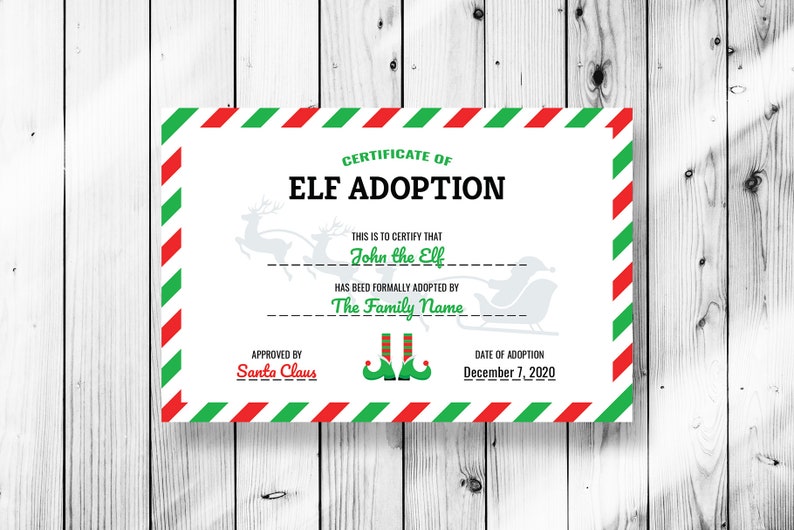 Elf Adoption Certificate Set 4x6 & Letter Christmas | Etsy