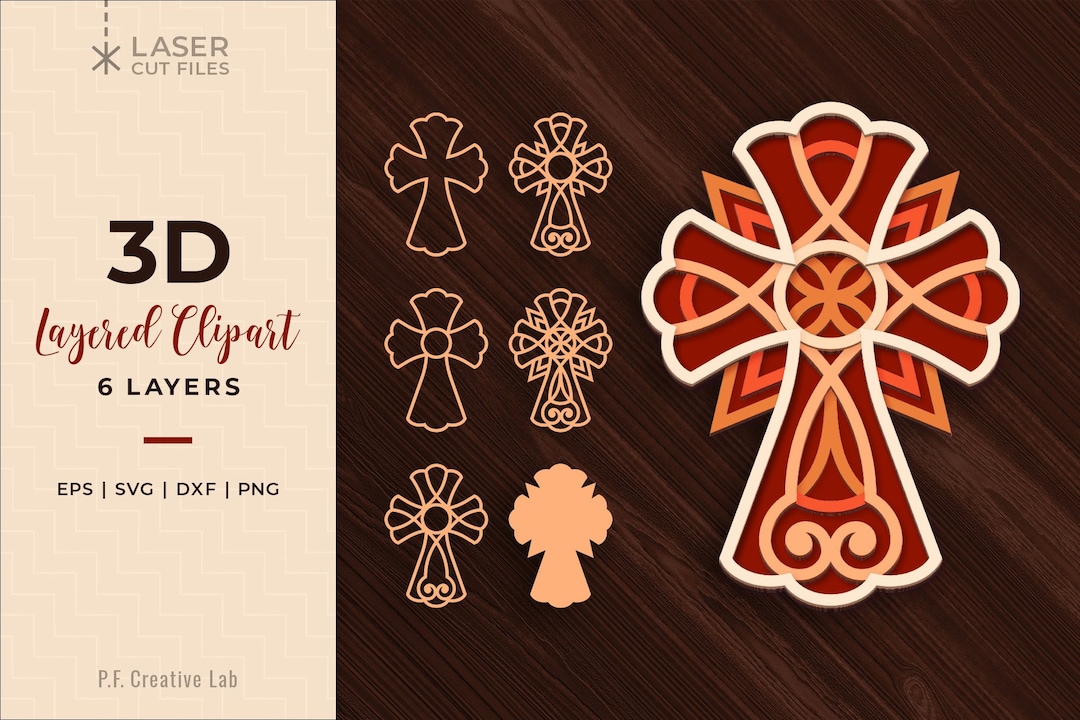Cross SVG, 3D Layered Cross Svg, Faith Svg, 3D Cross Svg, Cross Mandala ...