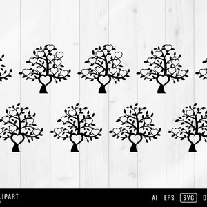 Family Tree Hearts Clipart SVG Bundle - Etsy