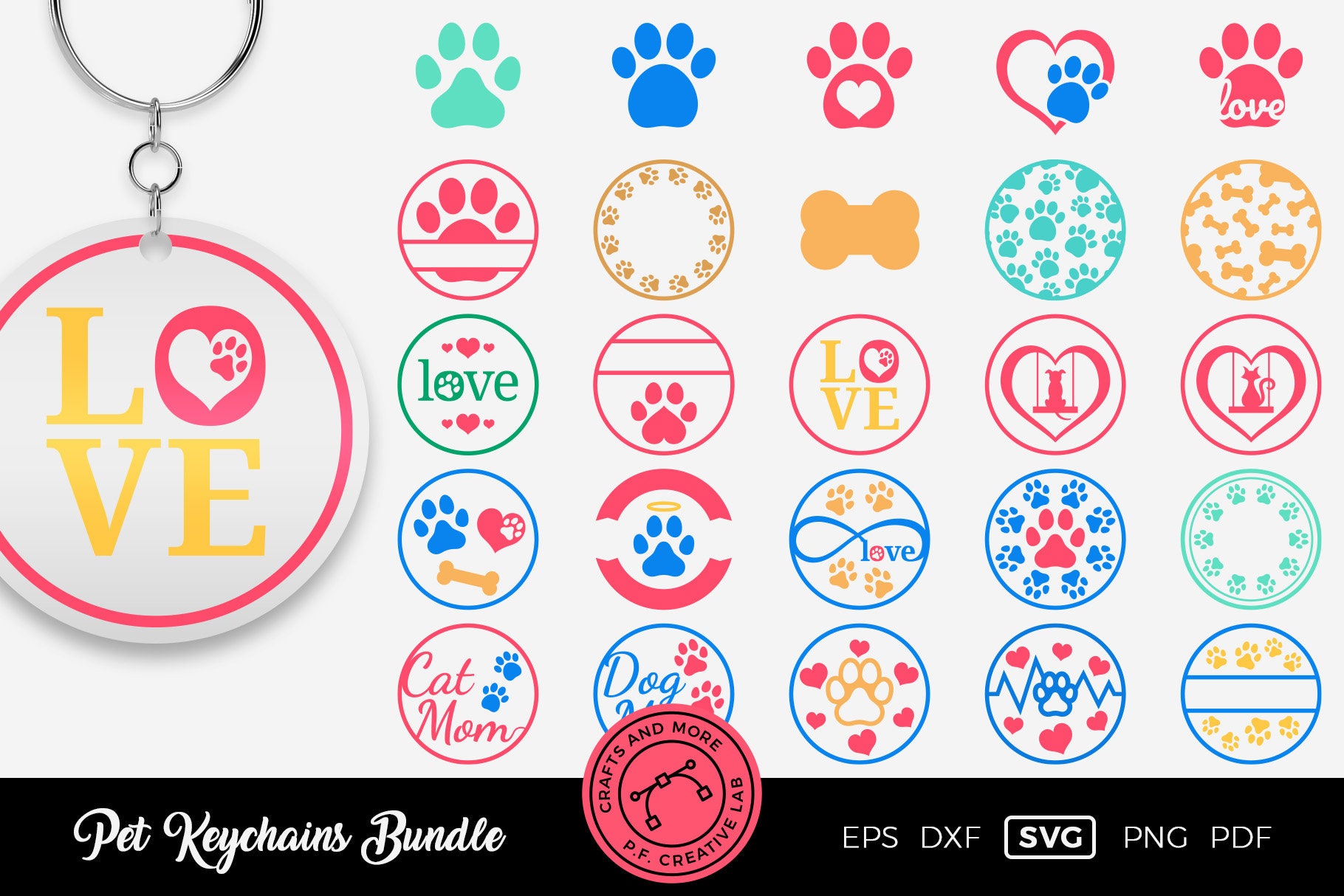 Keychain SVG Key Chain Pet Clipart Bundle - Etsy