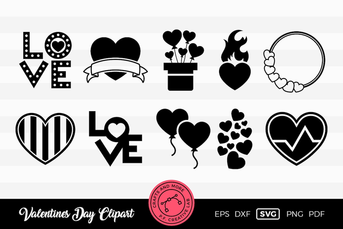 Valentines Day SVG Clipart Bundle Love Designs - Etsy
