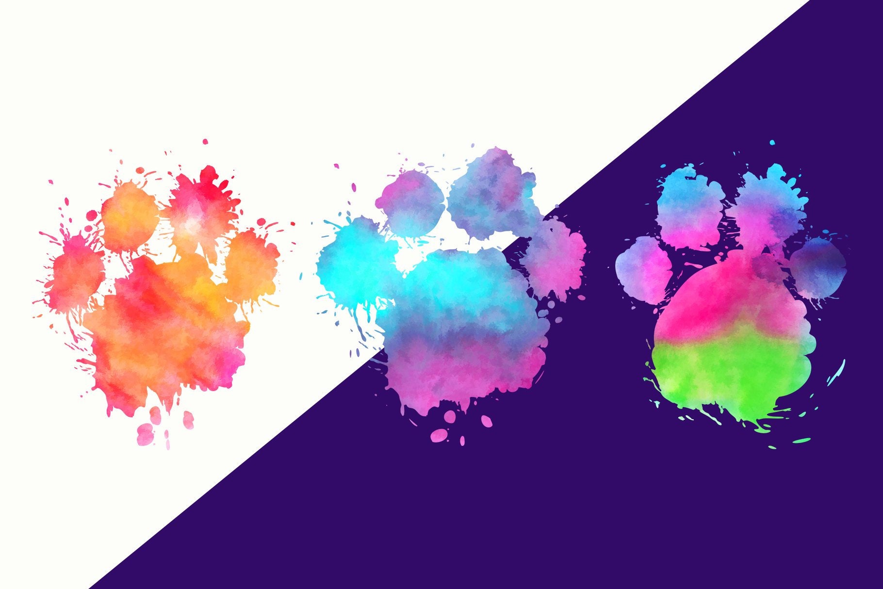 Pet Paws Splash Watercolor Sublimation Designs - Etsy