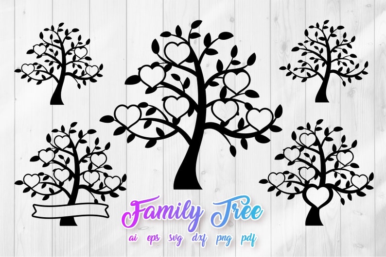 Family Tree Hearts Clipart SVG Bundle - Etsy