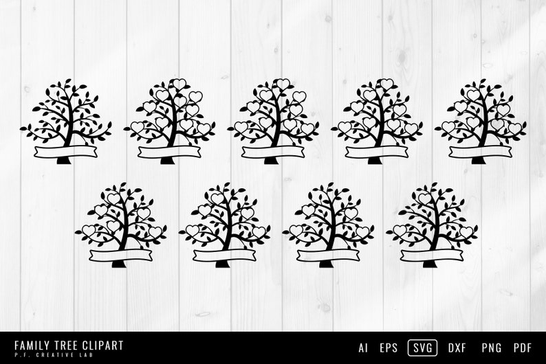 Family Tree Hearts Clipart SVG Bundle - Etsy