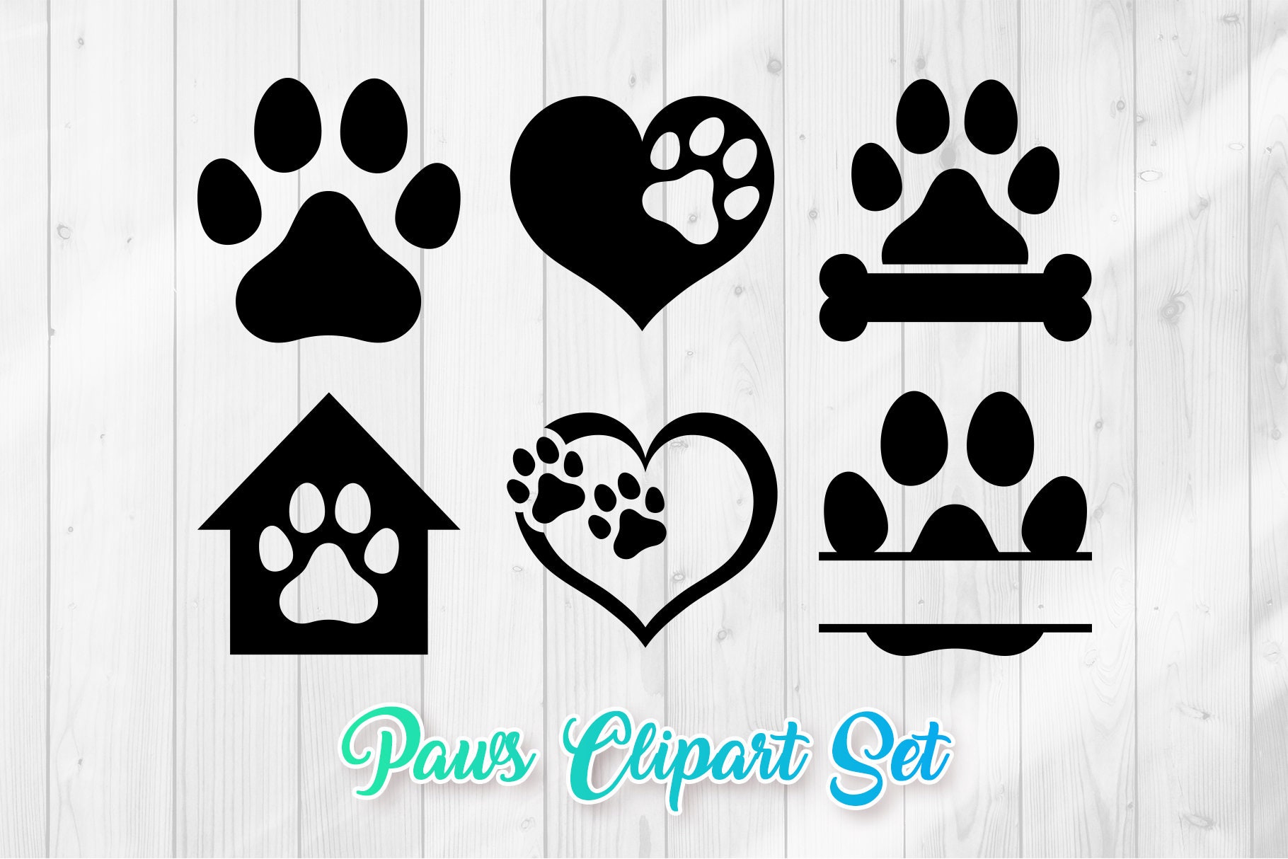 Dog Paw SVG Bundle 12 Pet Paw Prints Clipart Collection - Etsy