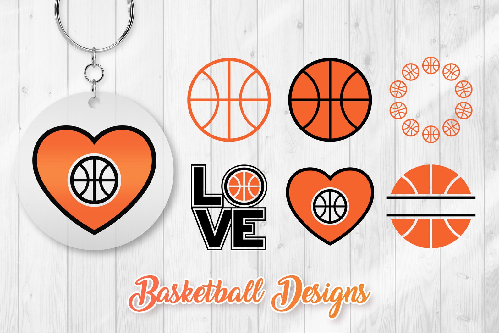 Basketball SVG Designs Keychain Clipart & Silhouettes - Etsy