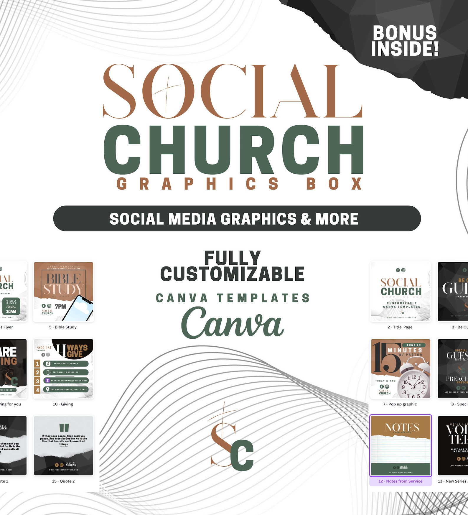 Church Graphics Canva Template Bundle - Social Media, Presentation ...