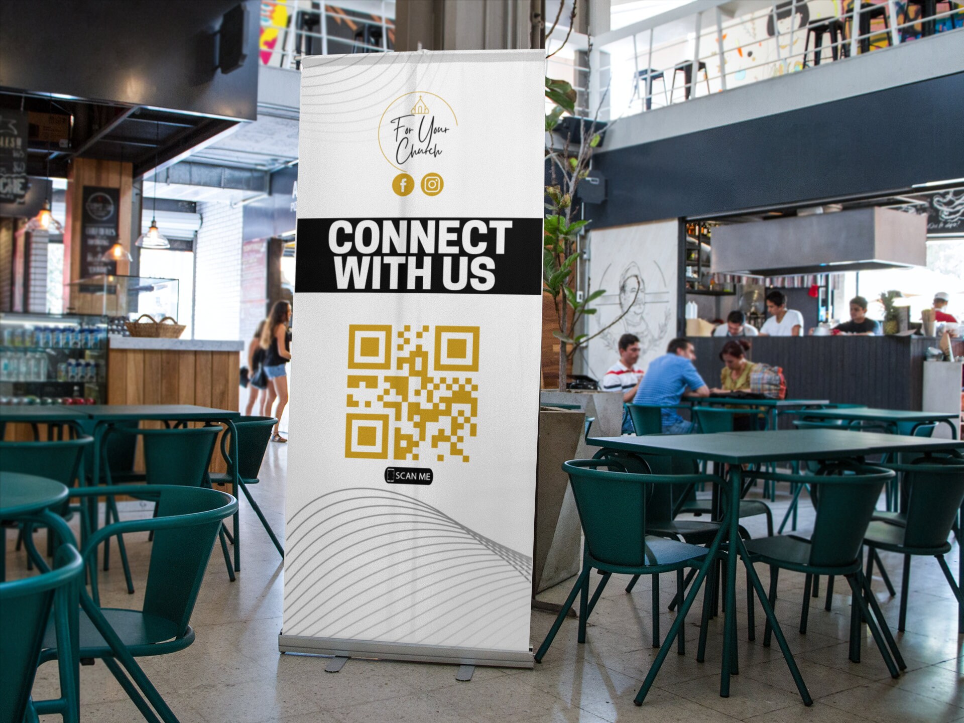 Connect With Us Church Retractable Banner 33.5 X 78.5 Canva Template ...