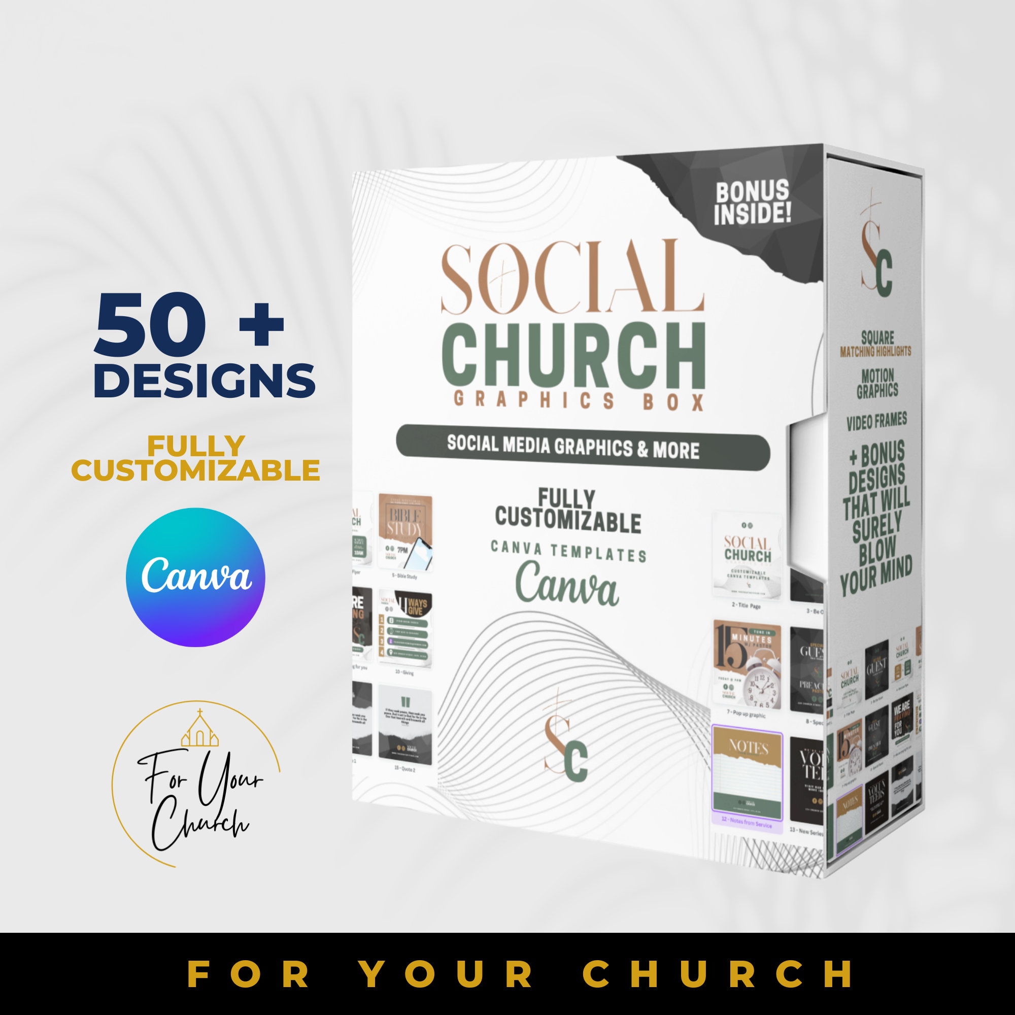 Church Graphics Canva Template Bundle - Social Media, Presentation ...