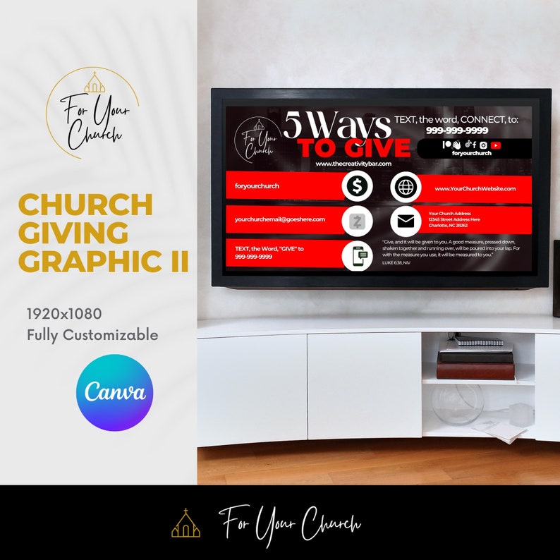 5 Ways to Give - Church Giving Options Graphic (1920x1080) - Etsy