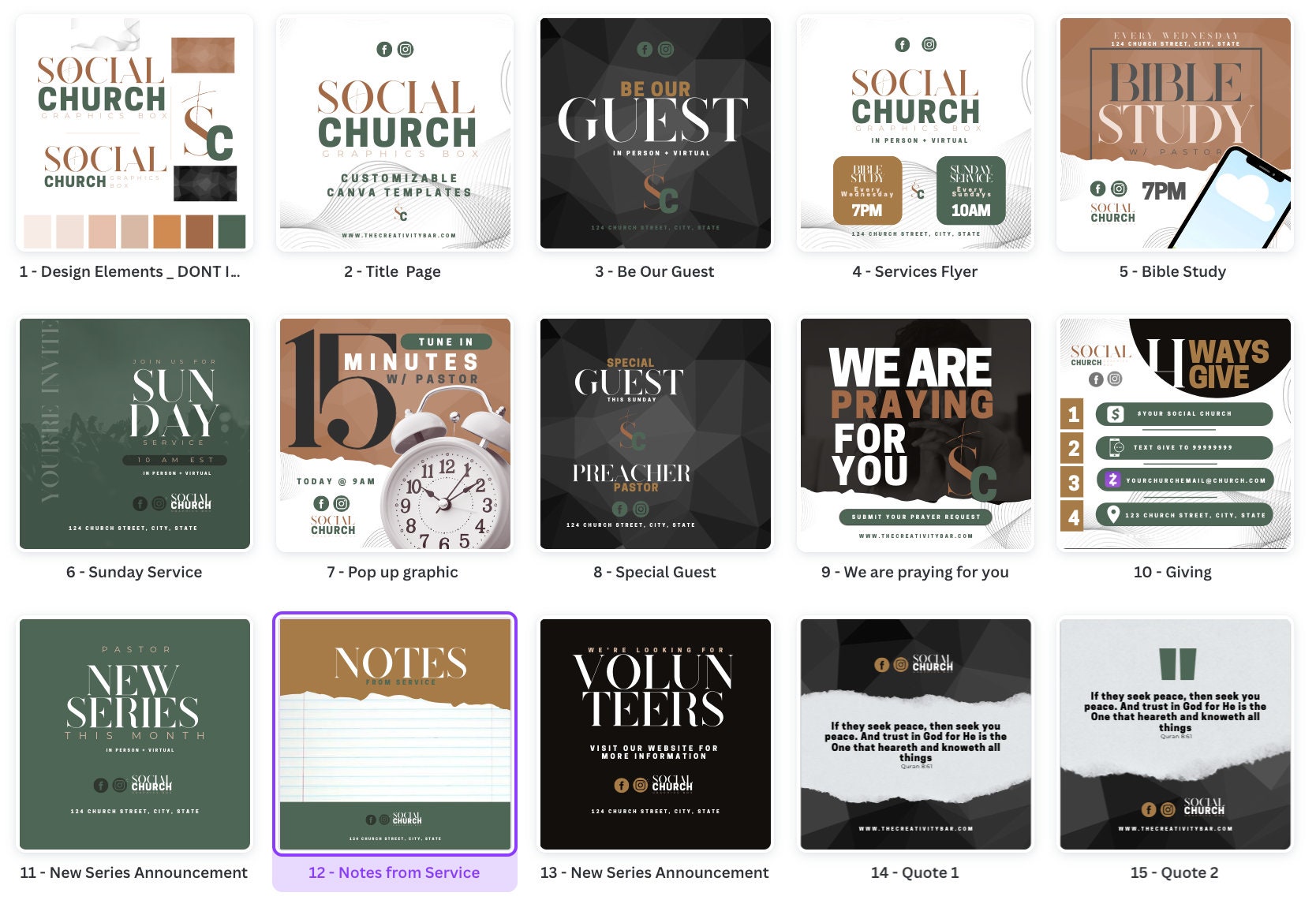 Church Graphics Canva Template Bundle - Social Media, Presentation ...