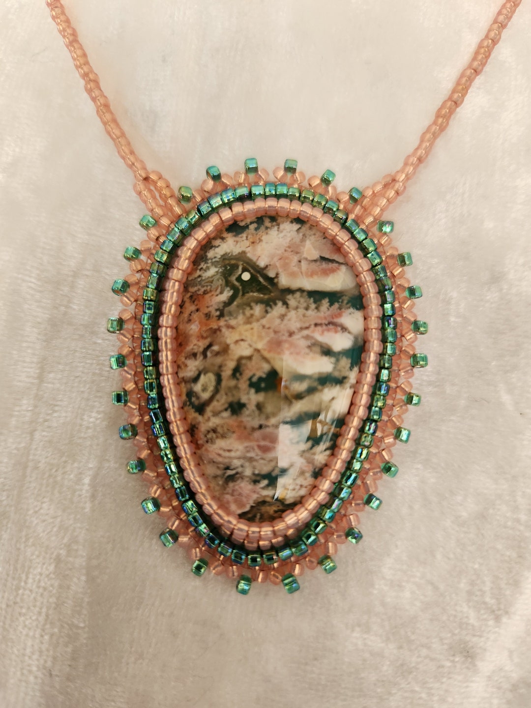 Regency Rose Agate Beaded Pendant - Etsy