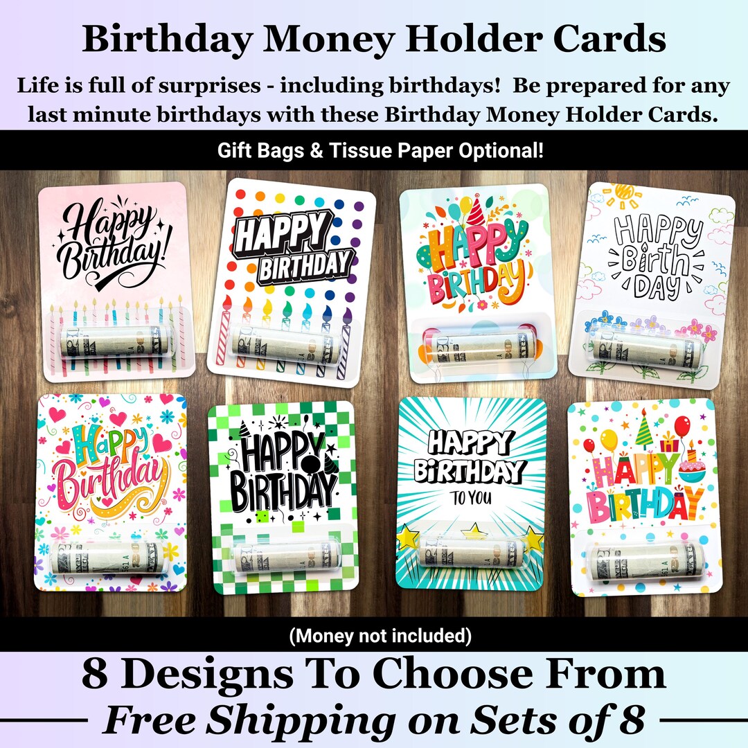 Happy Birthday Money Holder Card Kit, 8 Designs & Bundles, Creative Way ...