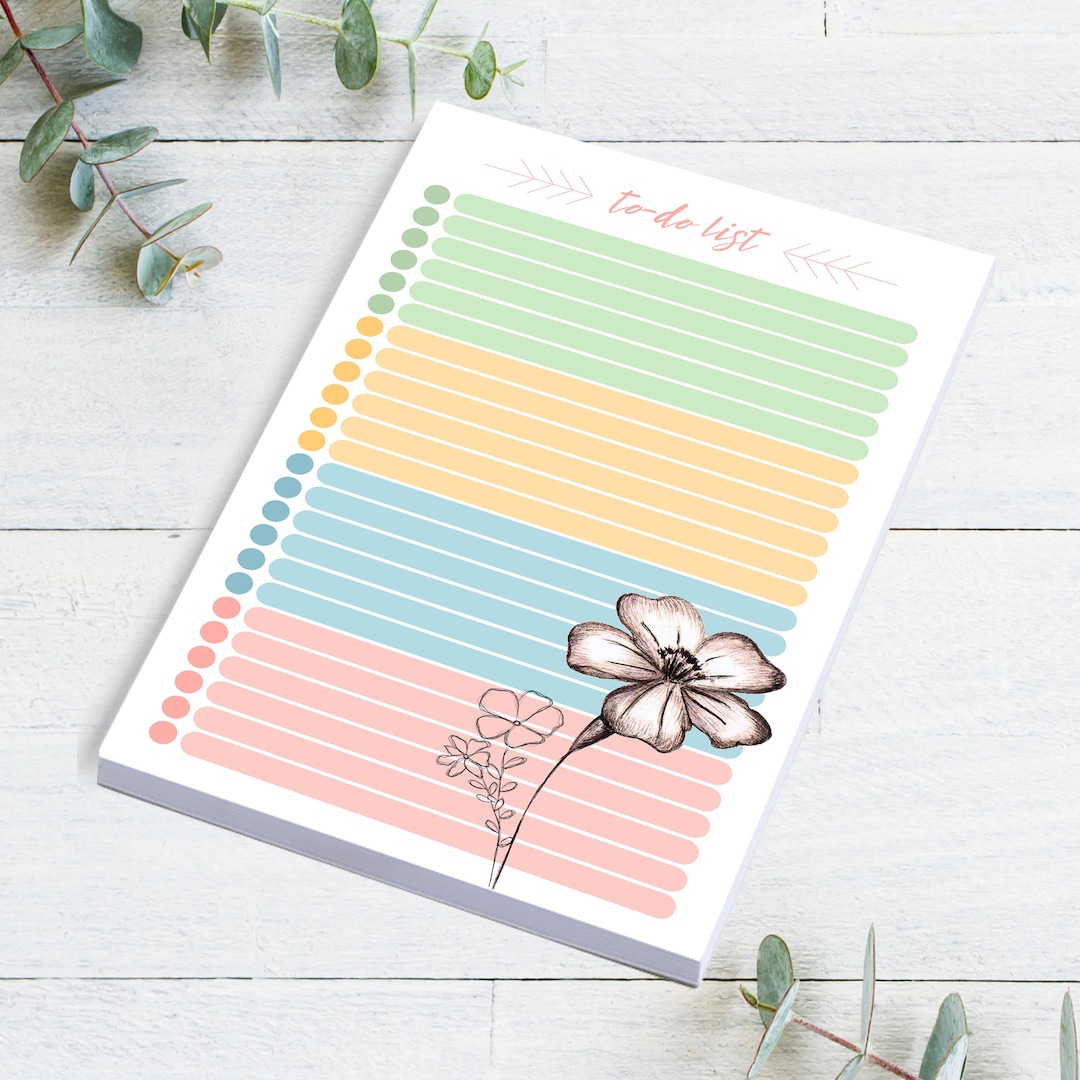 Floral to Do List Notepad, Flower Sketch, 50 Sheets - Etsy