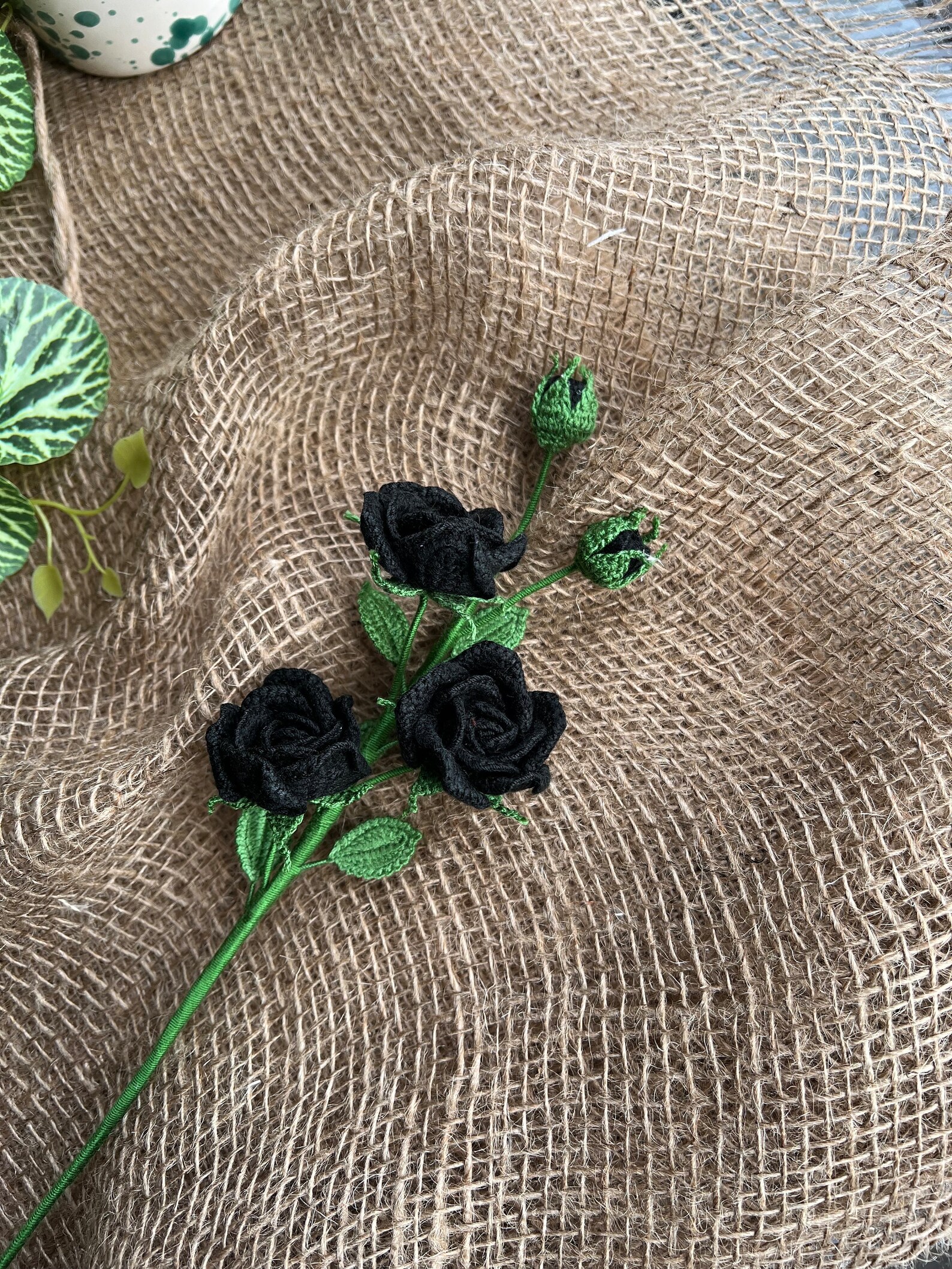 Crochet Black Rose Flowers, Flower Bouquet, Handmade Flowers ...