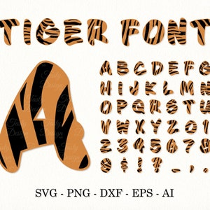 Tiger Font SVG Wild Animal Alphabet Cut File Wildcats Svg Tiger Stripes ...