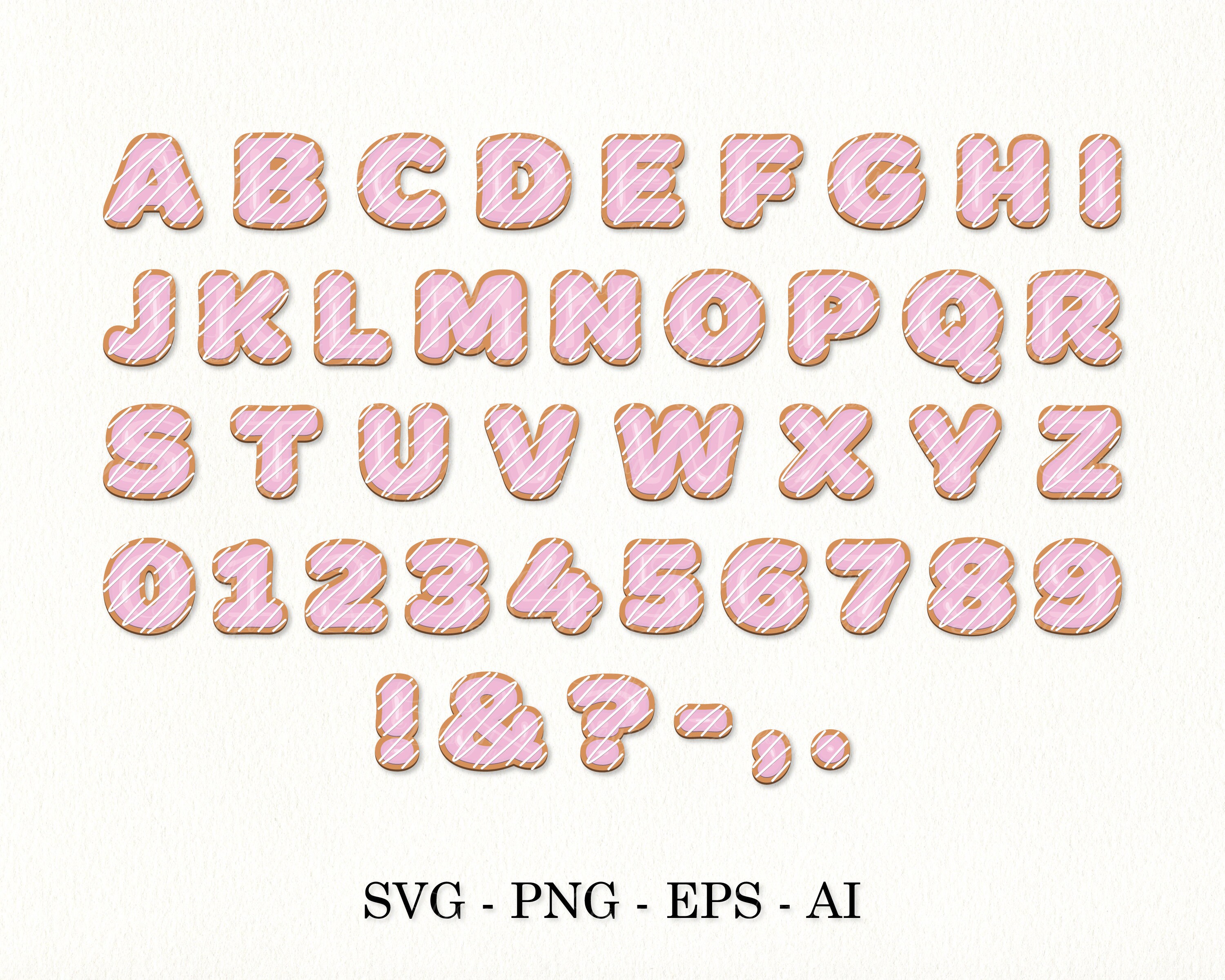 Donut Font SVG Layered Donut Letters Numbers PNG EPS Cut File | Etsy ...