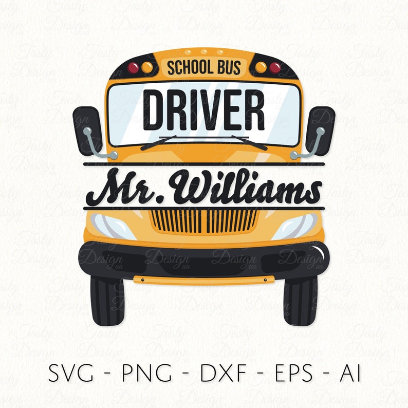 School Bus Driver SVG PNG DXF Split Name Frame Template - Etsy