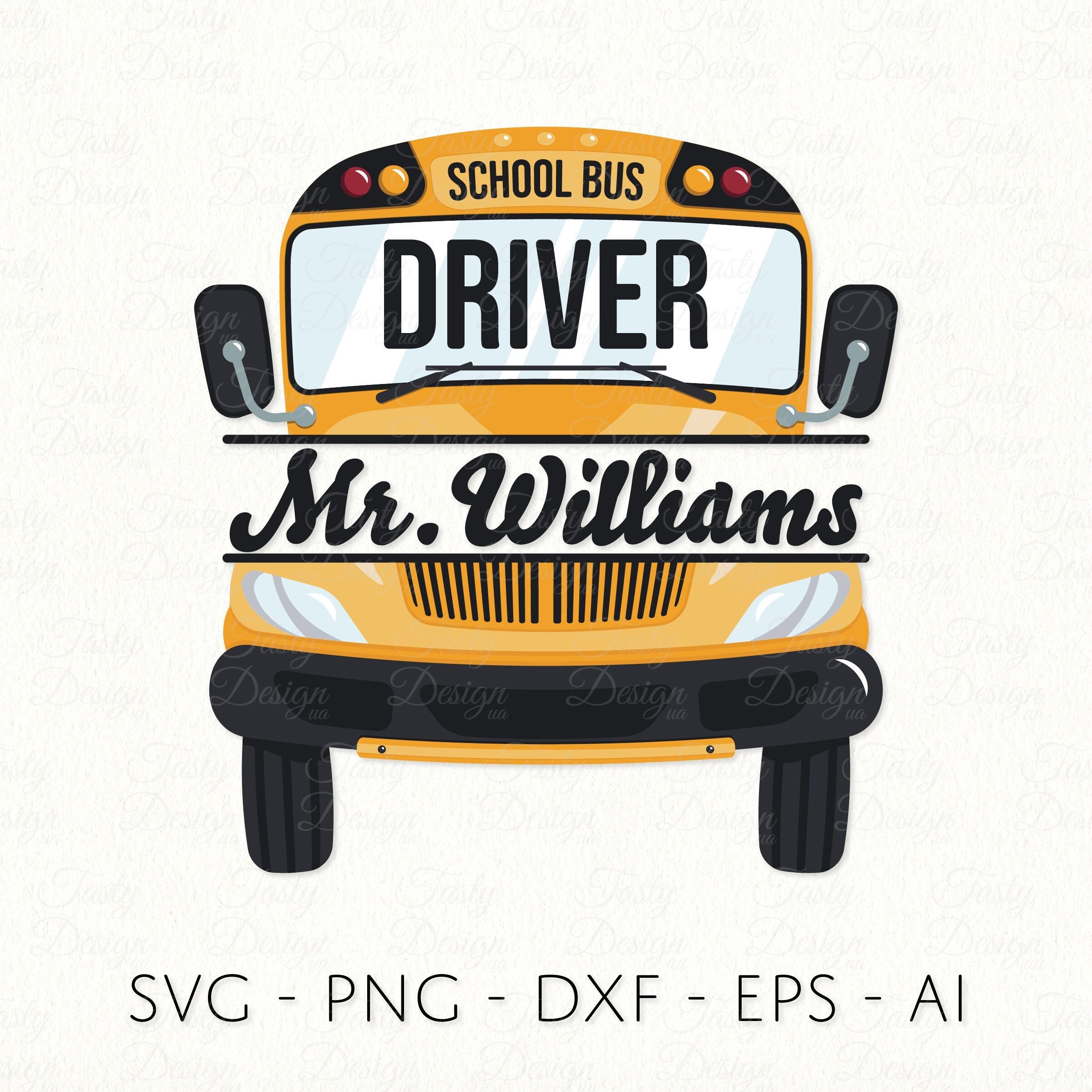 School Bus Driver SVG PNG DXF Split Name Frame Template - Etsy
