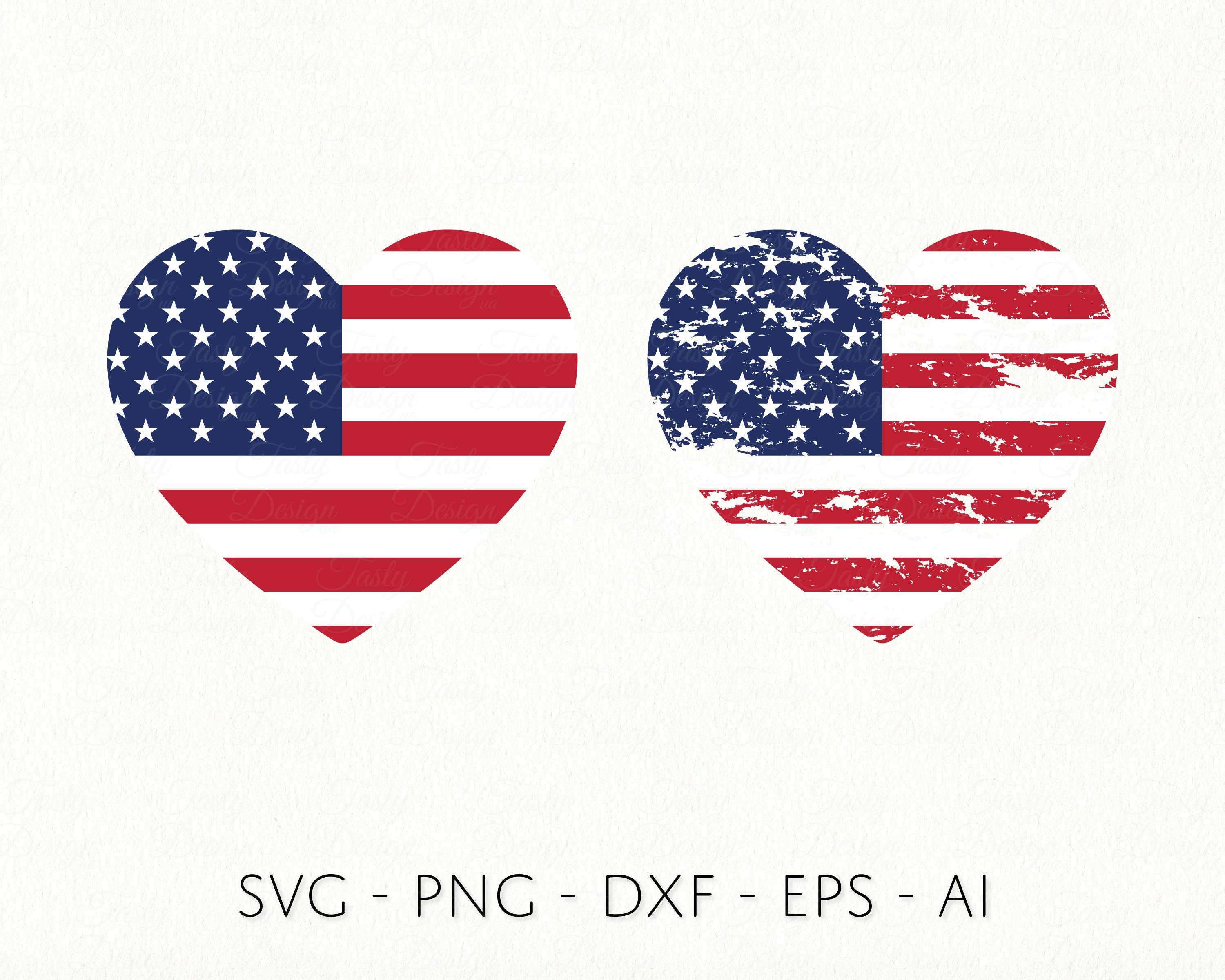 American Heart Flag SVG Distressed USA Flag PNG Independence - Etsy