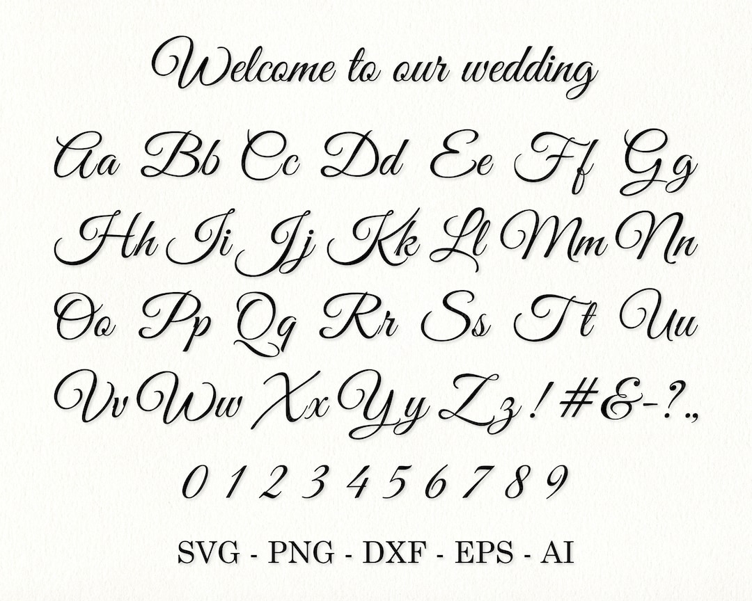 Wedding Font Letters Svg Cursive Font Svg Wedding Alphabet Svg - Etsy ...