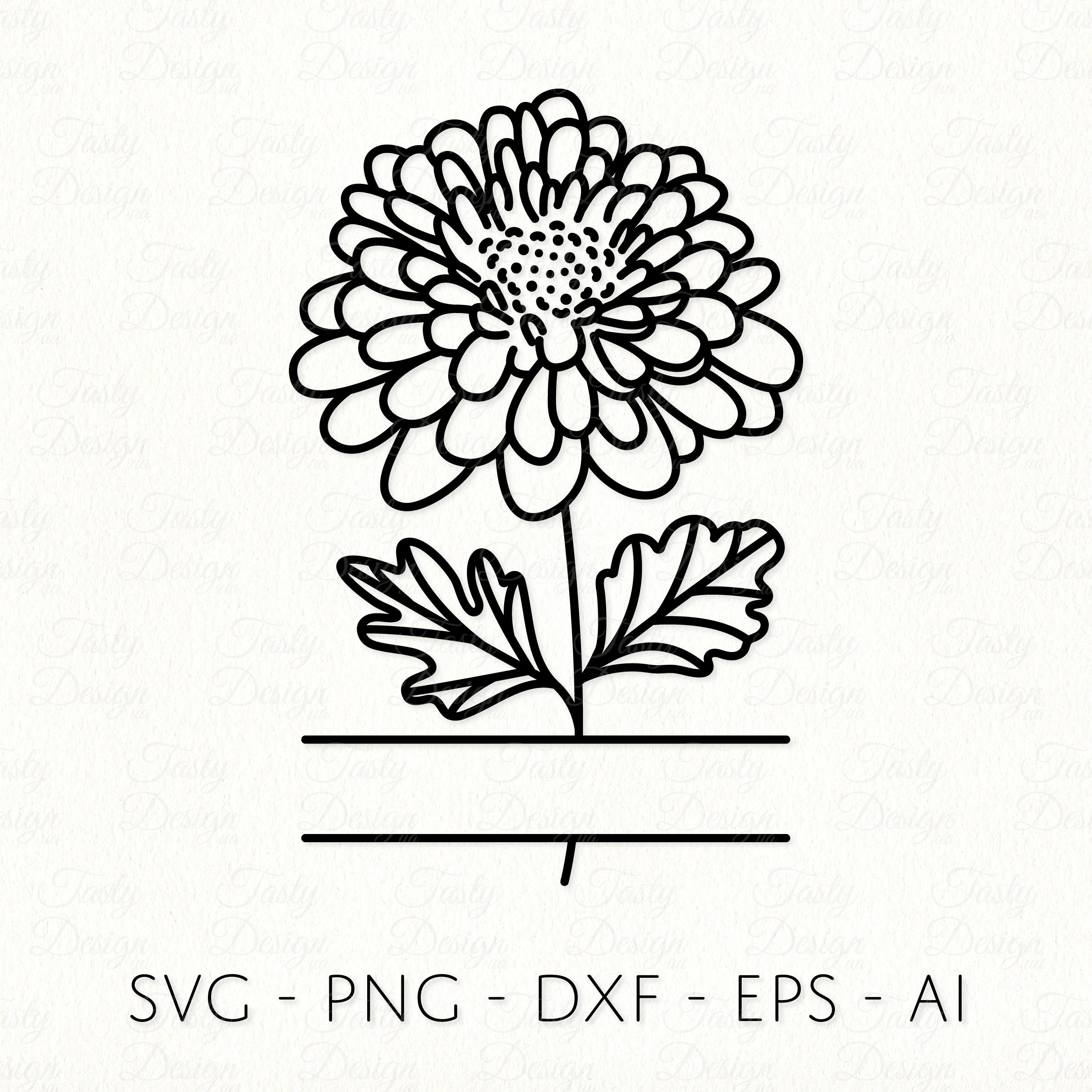 Chrysanthemum Split Frame SVG PNG DXF November Birth Flower Outline ...