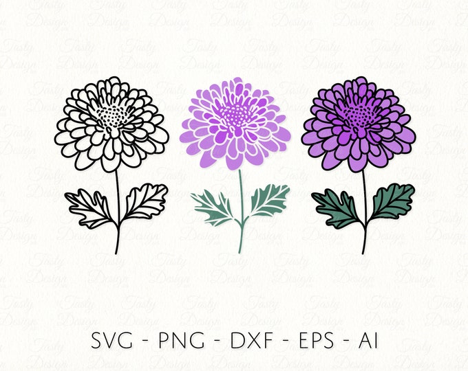 November Birth Month Flower SVG - Birthday Flower PNG, Hand Drawn ...