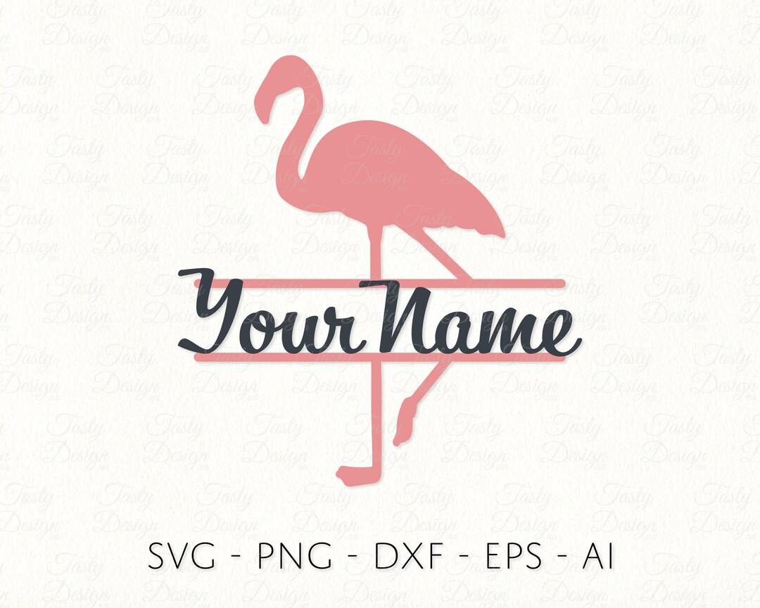 Flamingo Split Frame SVG PNG DXF Cursive Alphabet for Custom Name ...