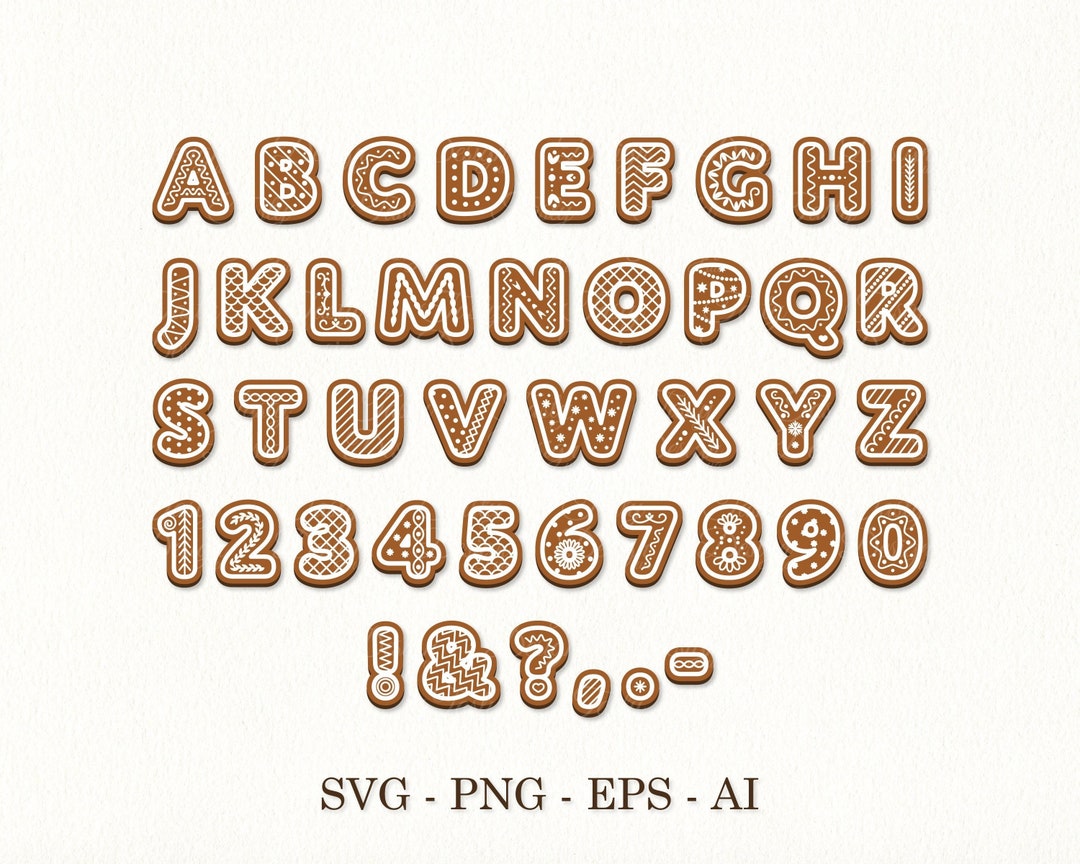 Gingerbread Font Svg Christmas Alphabet Cut File Winter Baking - Etsy