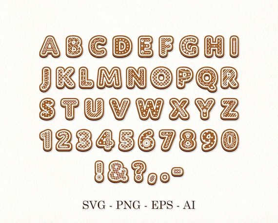 Gingerbread Font Svg Christmas Alphabet Cut File Winter Baking - Etsy ...