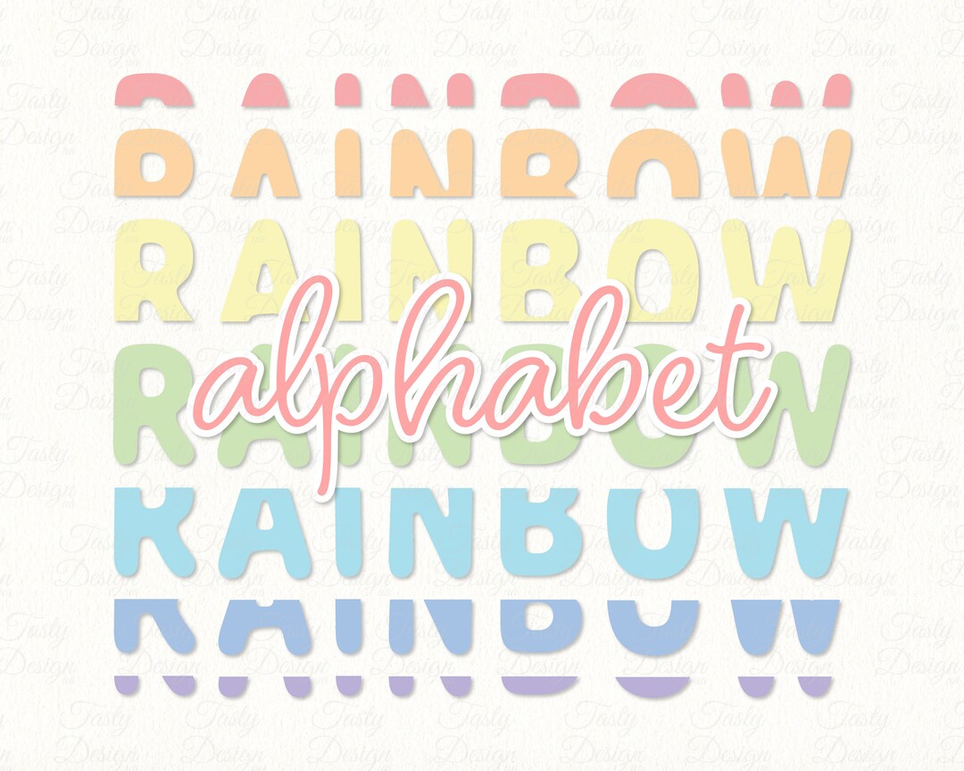 Rainbow Alphabet SVG PNG DXF Stacked Font Sublimation File Echo Letters ...