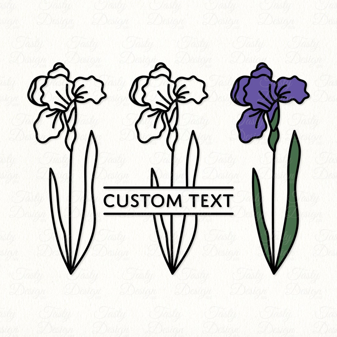 Iris February Birth Flower SVG PNG DXF Sublimation Decal File Floral ...