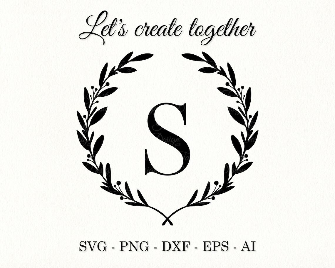 Laurel Wreath Monogram Svg Laurel Letters Monogram Alphabet | Etsy
