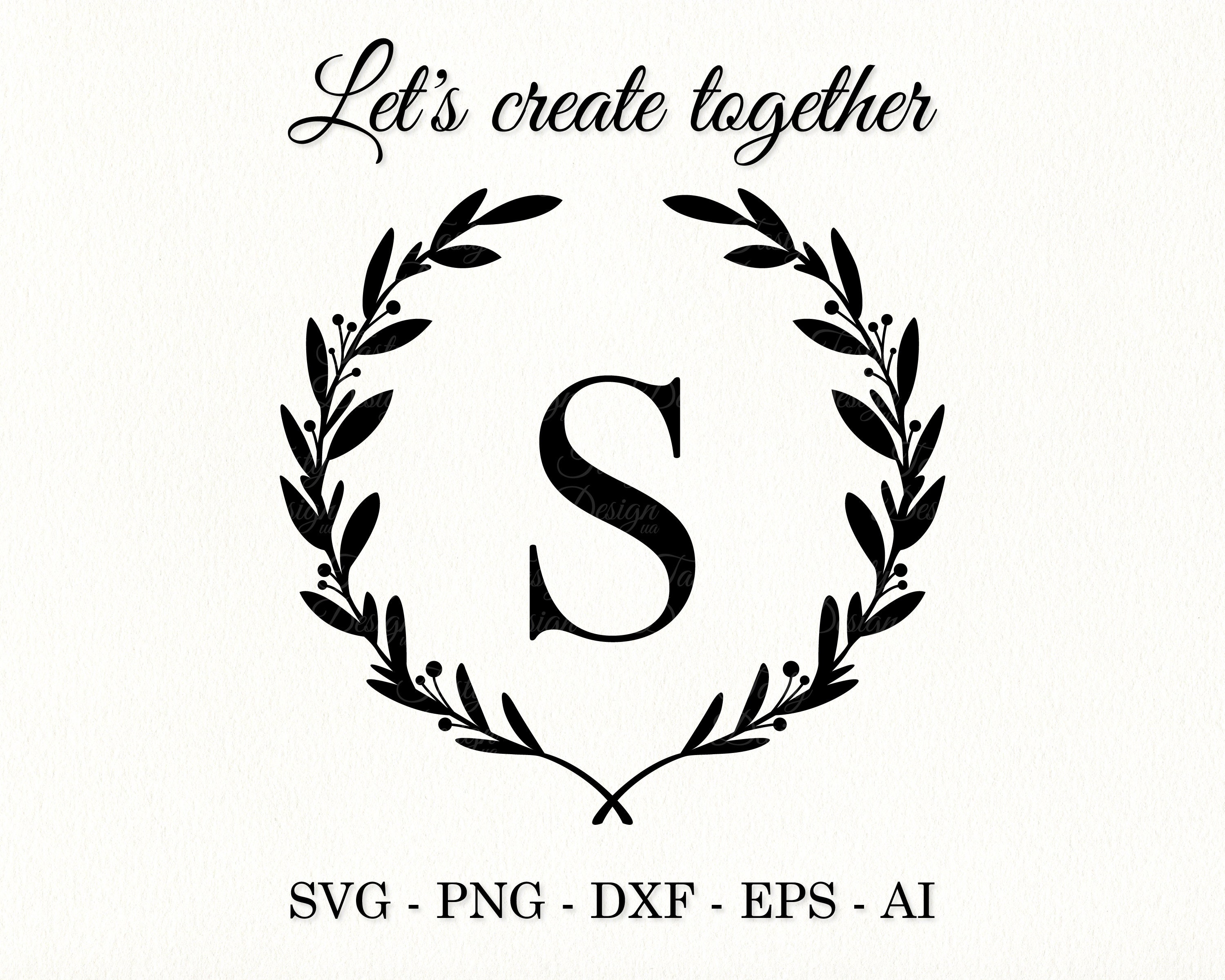 Laurel Wreath Monogram Svg Laurel Letters Monogram Alphabet Laurel ...