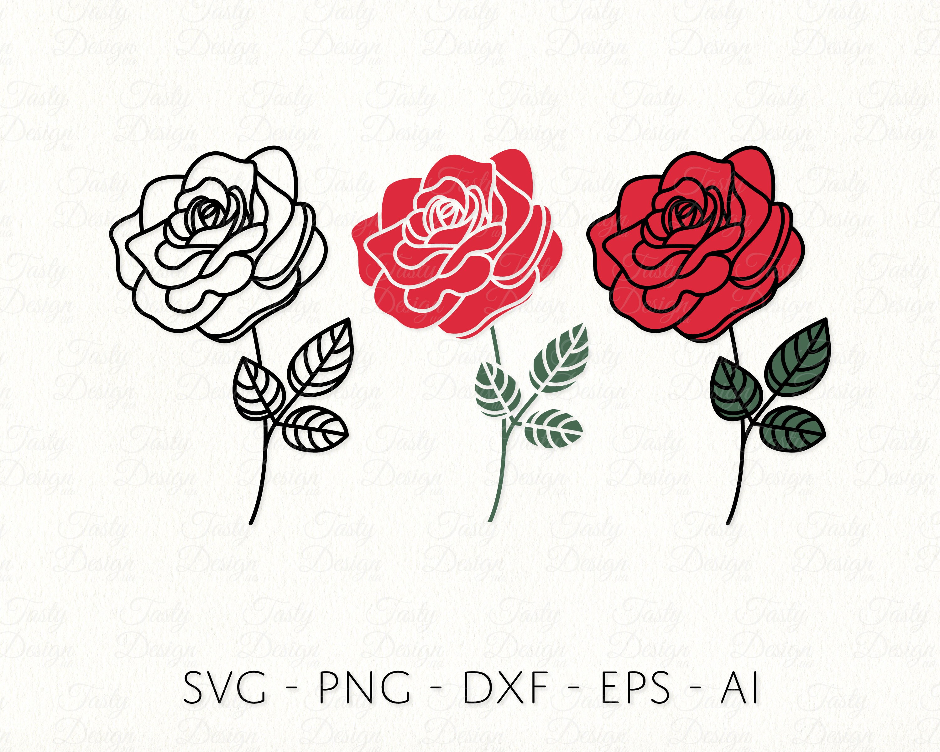 Rose SVG PNG DXF June Birth Month Flower Outline Decal Sublimation File ...