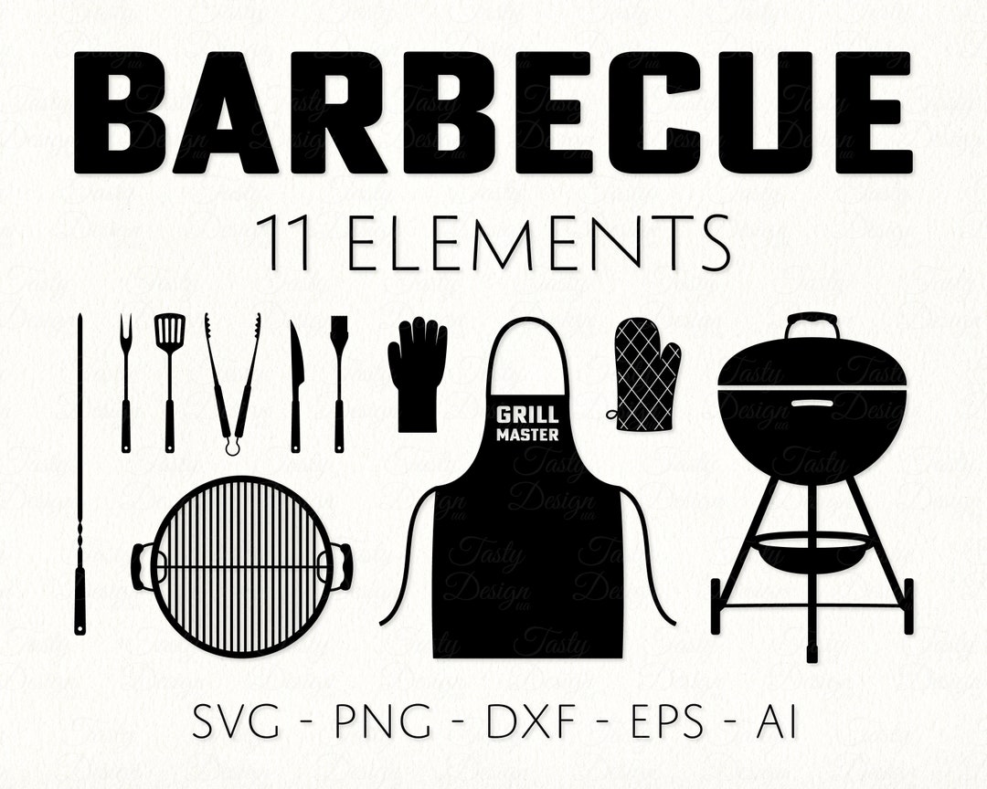 BBQ Grill SVG Barbecue Bundle Cut Files Grilling Accessories Silhouette ...