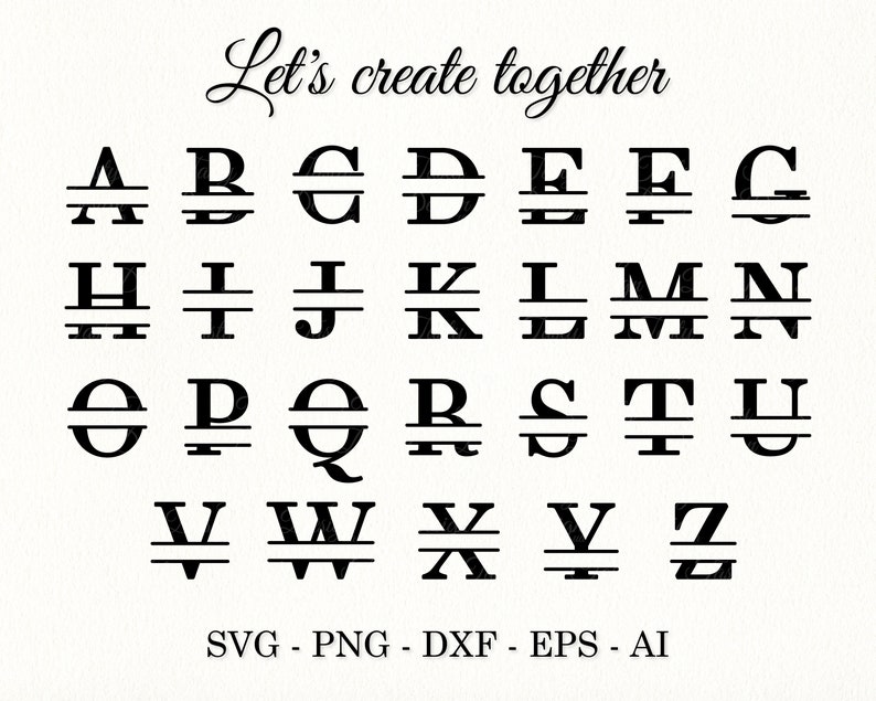 Split Monogram Font SVG Split Alphabet Monogram PNG Split | Etsy