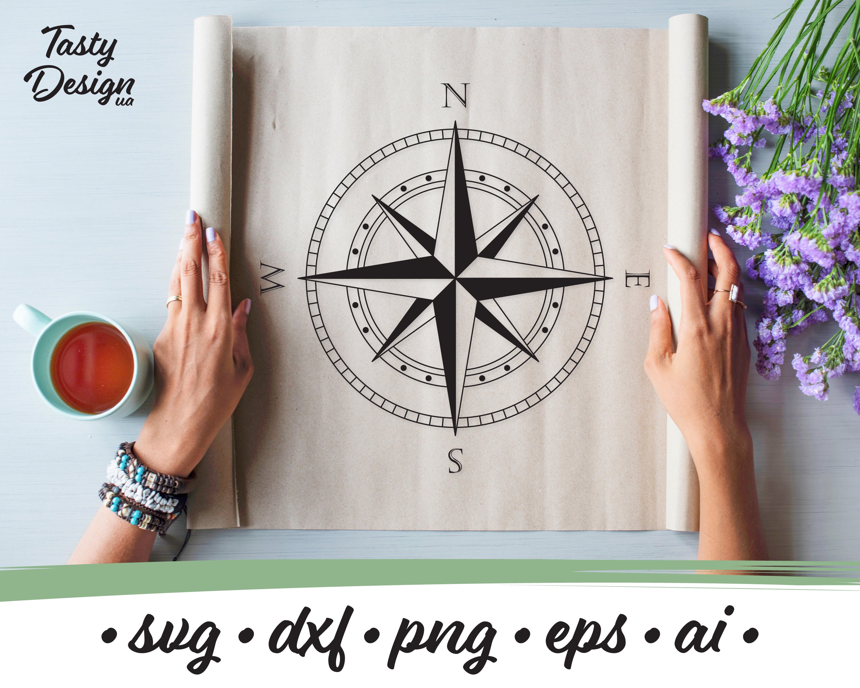 Nautical Compass Svg Dxf Png Mariner's Compass Svg Rose - Etsy