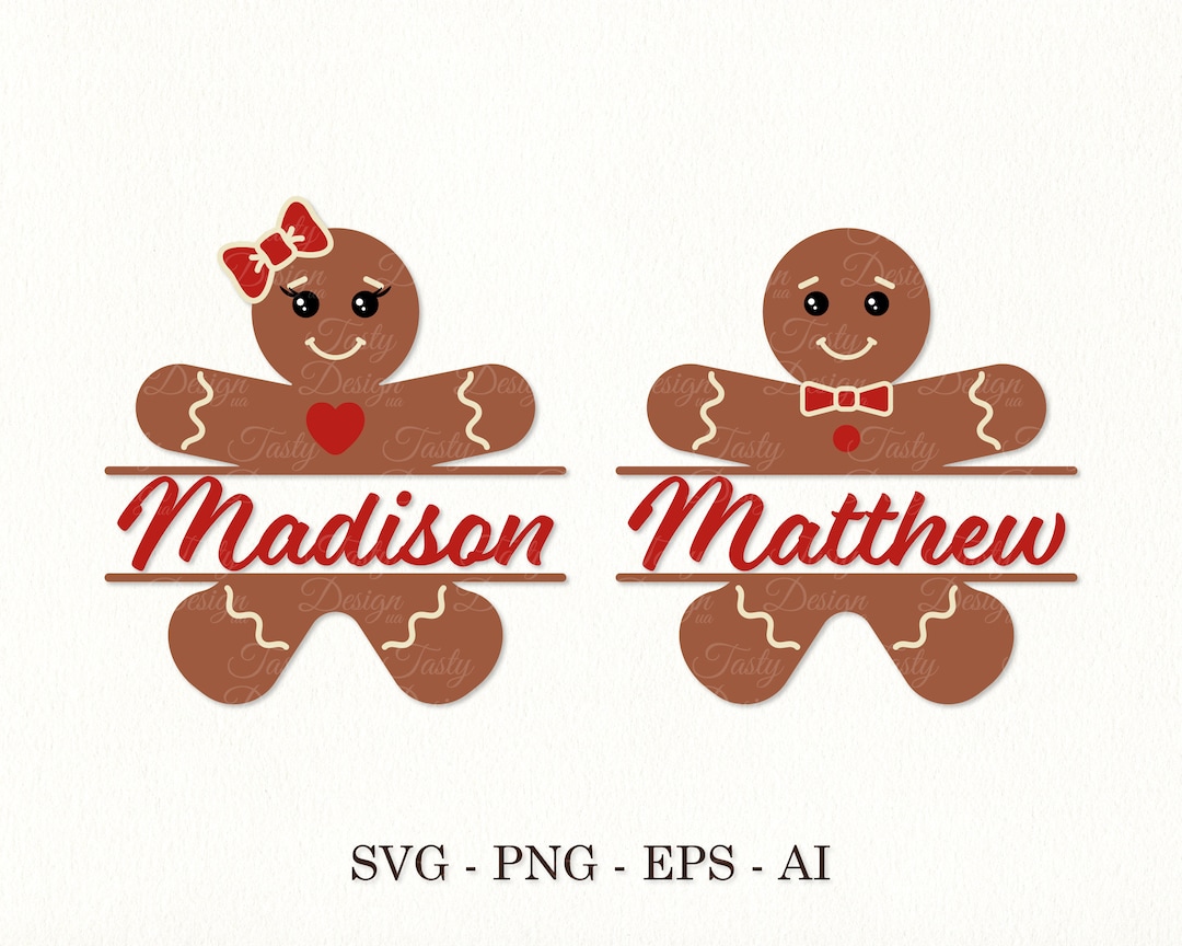 Gingerbread Name Frame SVG Gingerbread Split Monogram Svg Baby Girl ...