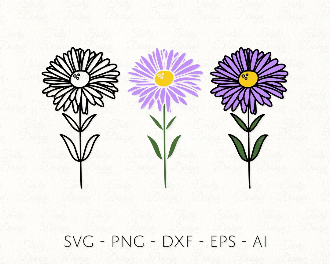 Aster SVG September Birth Flower PNG Sublimation Decal File - Etsy