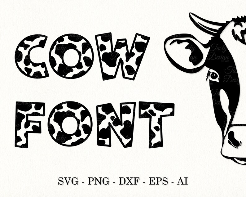 Fuente de vaca svg Fuente de granja svg Animal alfabeto svg - Etsy España