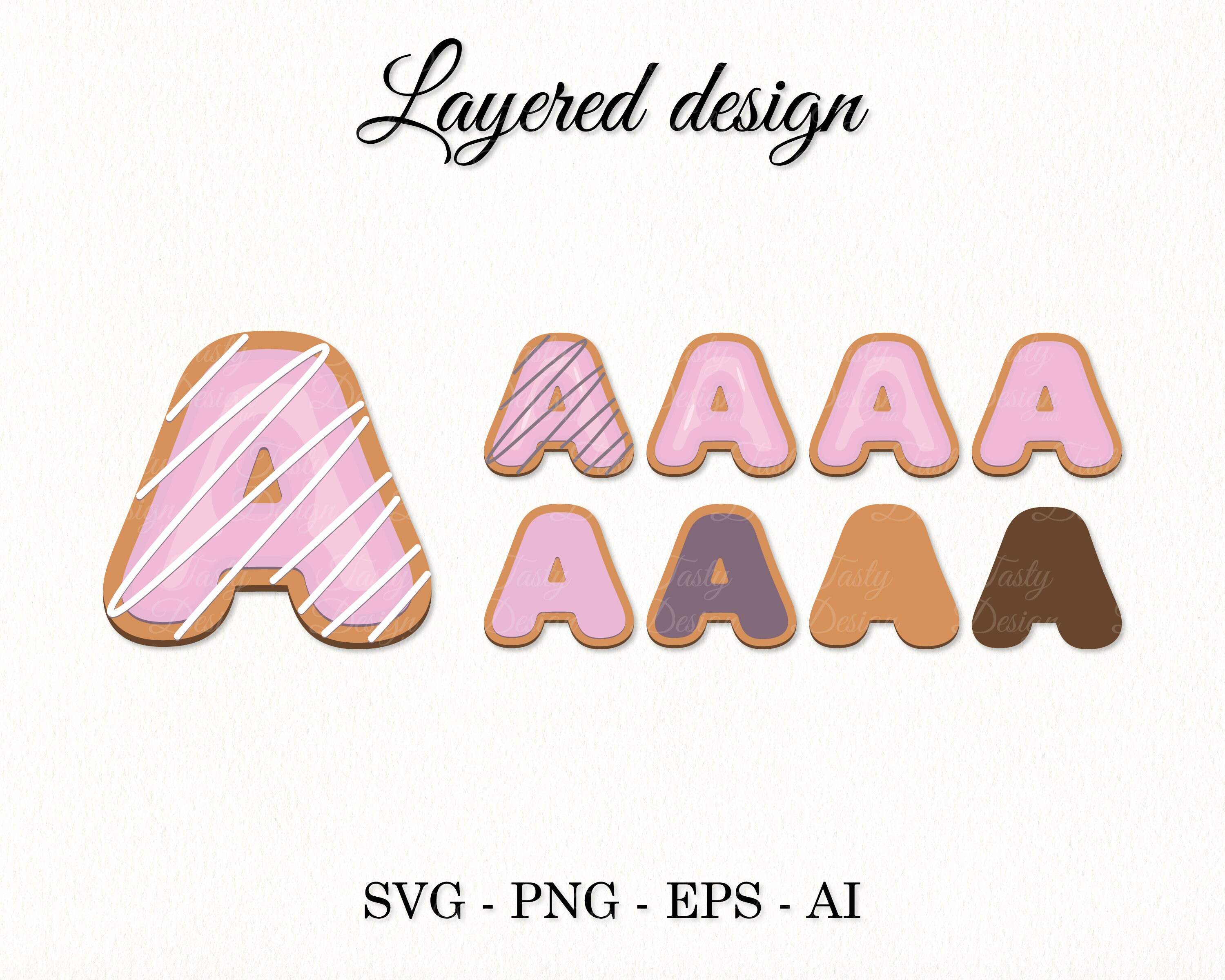 Donut Font SVG Layered Donut Letters Numbers PNG EPS Cut File Doughnut ...