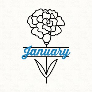 Carnation Outline Split Frame SVG PNG DXF January Birth Month Flower ...
