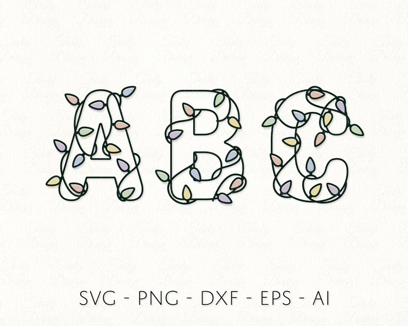 Christmas Lights Alphabet Svg Letters and Numbers With String Lights ...