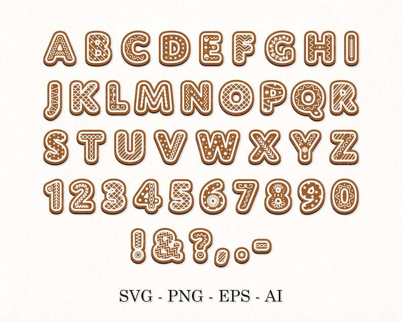 Gingerbread Font Svg Christmas Alphabet Cut File Winter Baking - Etsy