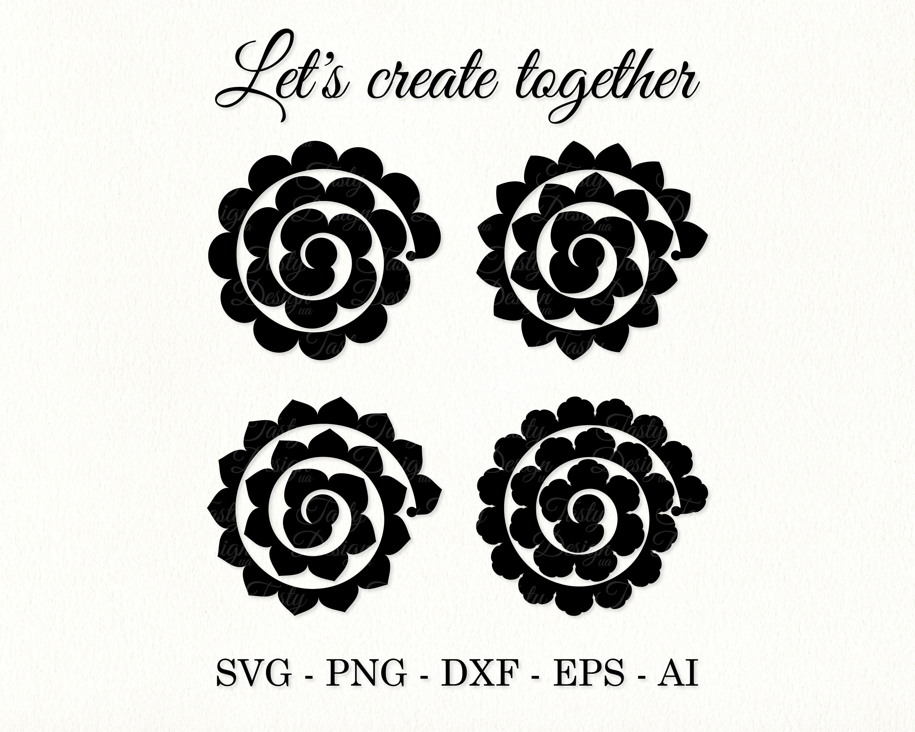 Rolled Flower Svg, Flower Template Svg, 3d Flower Svg, Wedding Paper ...