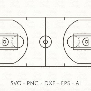 Basketball Court SVG File Sports Field Outline Clip Art Vector for ...