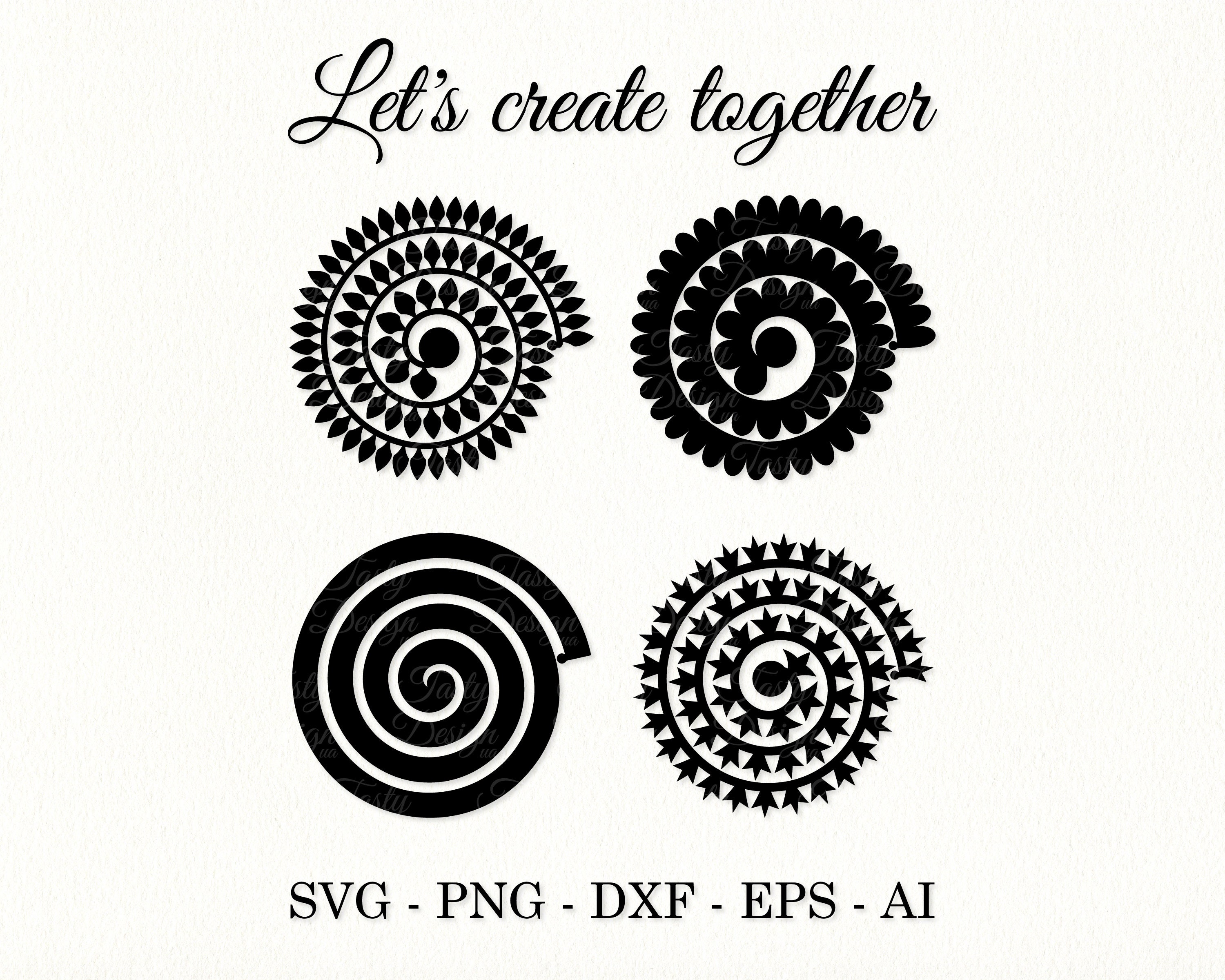 Rolled Flower Svg, Flower Template Svg, 3d Flower Svg, Wedding Paper ...