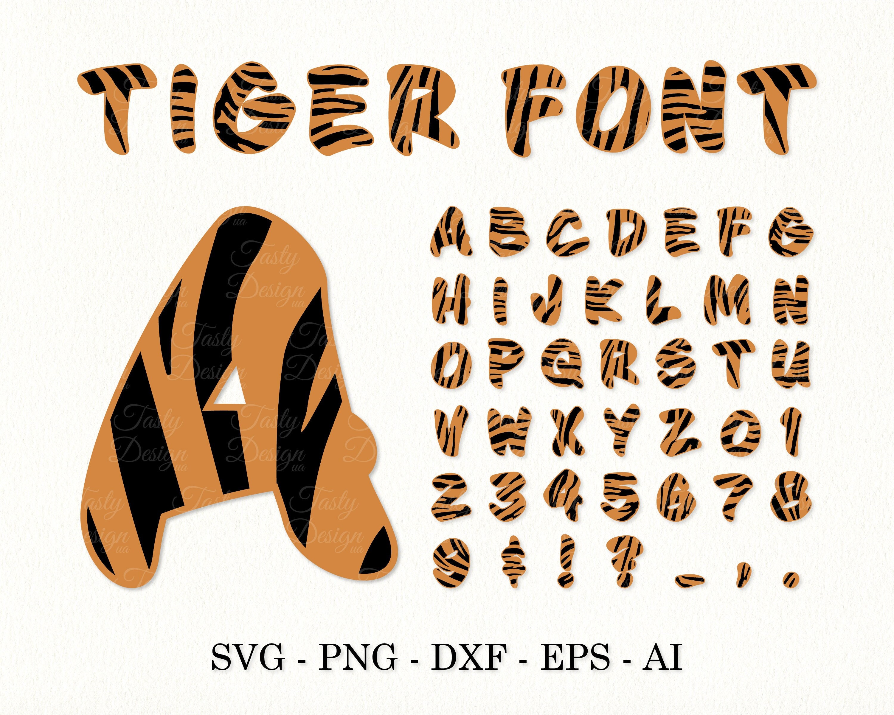Tiger Font SVG Wild Animal Alphabet Cut File Wildcats Svg Tiger Stripes ...